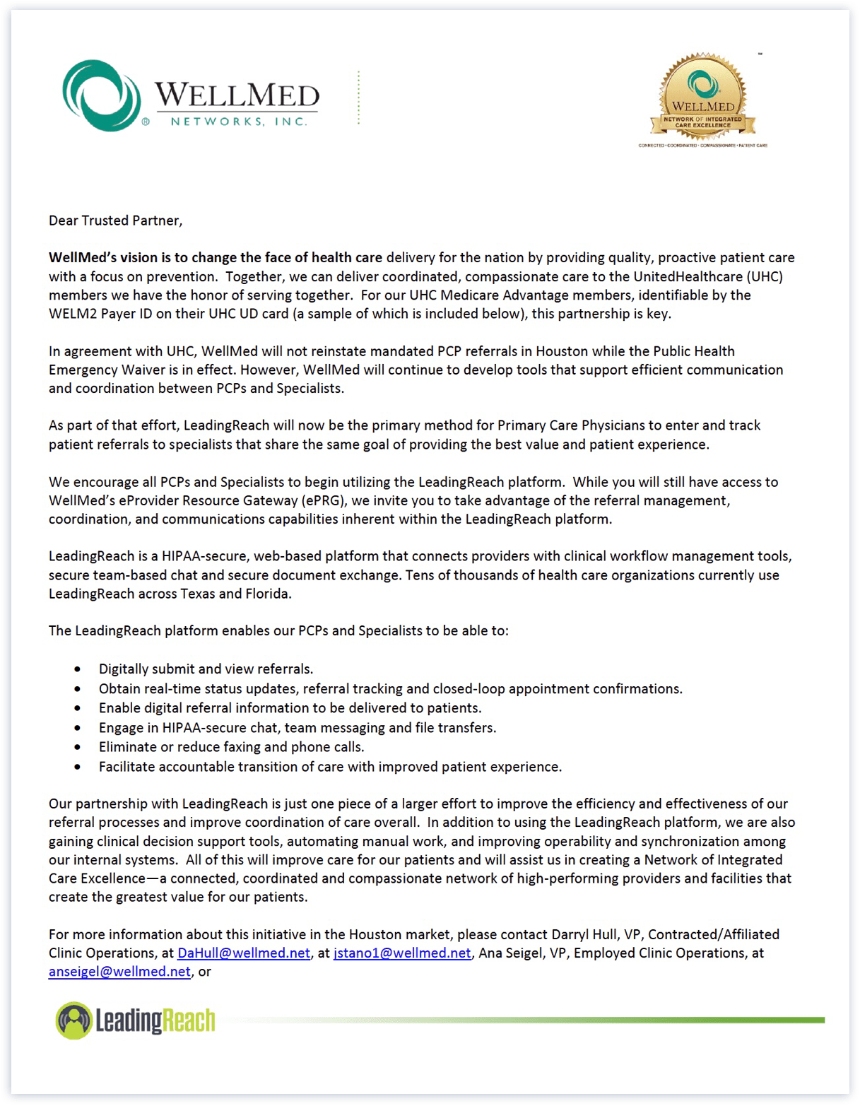 WellMed Partnership - Leading Reach, Inc.